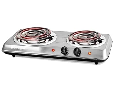 OVENTE Electric Countertop Double Burner, 1700W Cooktop with 6" and 5. ...