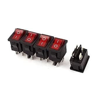Amazon.com: 5PCS Red Outlets & Accessories Lamp 4 Pins DPST Rocker ...