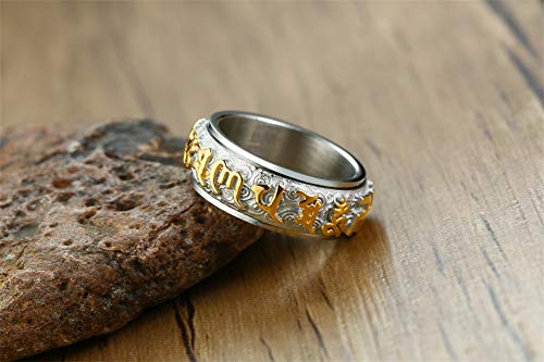 MPRAINBOW Ring for Men Buddhist Swastika Symbol Spinner Ring Religious ...