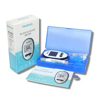 MedHub Fully Automatic Blood Sugar Testing Glucometer Machine with 25 ...