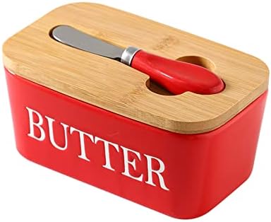 600ML Large Butter Dish with Lid and Knife, Ceramic Butter Dish with ...