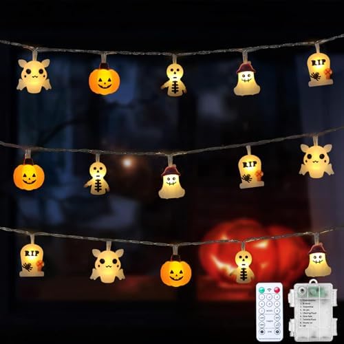 Outdoor Battery Operated Halloween String Lights, 15FT with 30 LED Bat ...