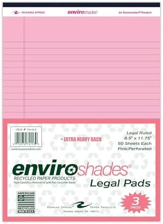 Amazon.com : Pink Legal Pads 8.5 x 11 Notebook Paper, 12 Pack Colored ...