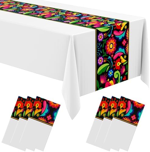 Amazon.com: Oudain Fiesta Tablecloth 108 x 54 Inch Plastic Tablecover ...