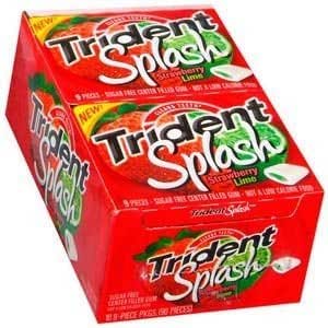 Trident Splash Juicy Gum Sugar Free Strawberry and Lime Flavor (Pack of ...