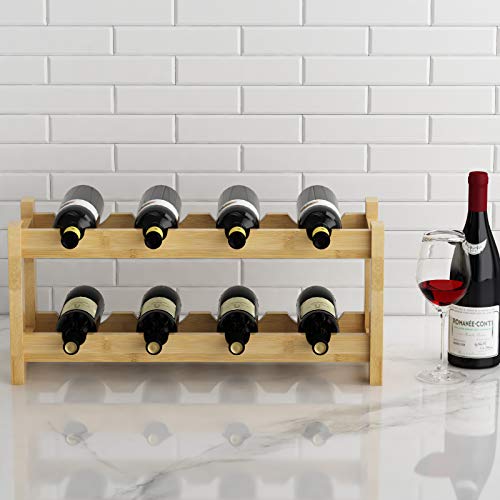 Snapklik.com : BAMEOS Wine Rack Free Standing 8 Bottle 2 Tier Bamboo ...