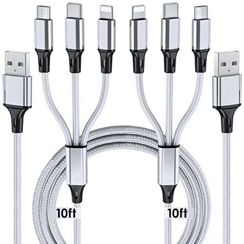 Multi Charging Cable, 10ft 2Pack Multi Phone Charger Cable Braided ...