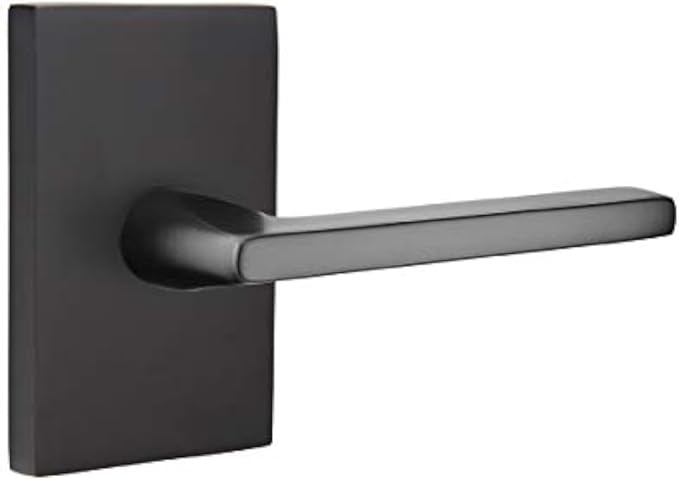 Emtek Passage Set, Modern Rectangular Rosette, Helios Lever, Flat Black ...