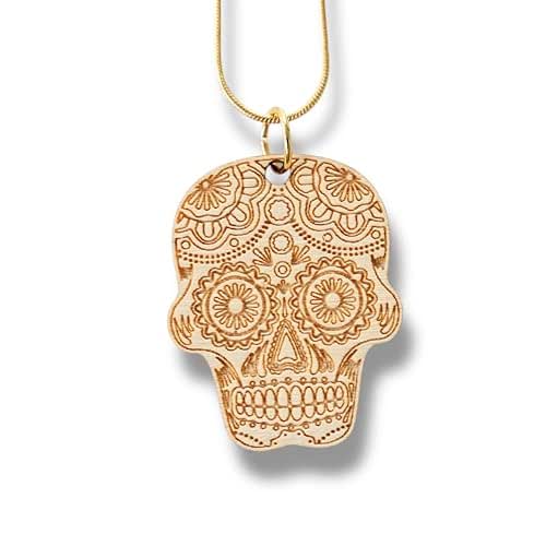 Amazon.com: Sugar Skull - CUSTOM - Day of the Dead (Necklace with Gold ...