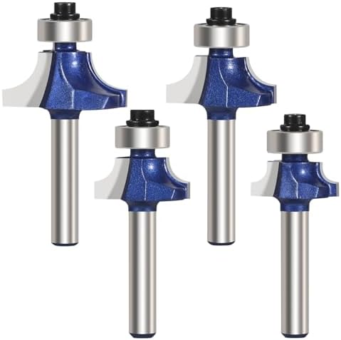 Vearter 4PCS Roundover Router Bit Set, 6.35mm Shank Carbide Corner ...