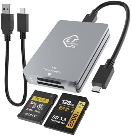 Amazon.com: CFexpress Type B/XQD/SD Card Reader, Aluminum Dual-Slot USB ...