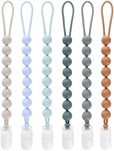 Amazon.com : 6-Pack Silicone Pacifier Clips for Baby Boys and Girls ...
