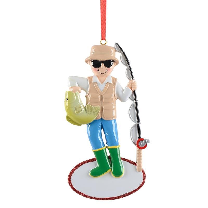Amazon.com: Personalized Fishing Ornaments, Polyresin Fisherman ...