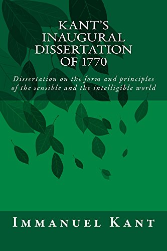 Amazon | Kant's Inaugural Dissertation of 1770: Dissertation on the ...