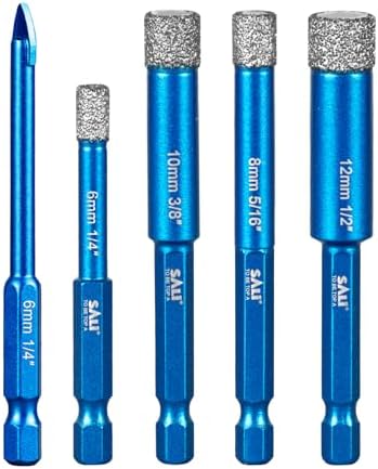 SALI Diamond Core Drill Bits Set 5pcs Tile Hole Saws Vacuum Brazed Hole ...