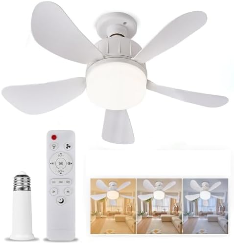 Amazon.com: Socket Fan Light Bulb, Dimmable LED Ceiling Fans with ...