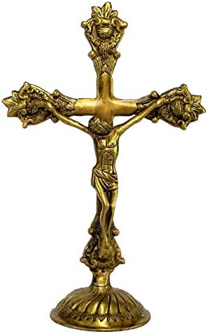 Buy ESPLANADE Brass Golden Christian Cross Jesus Cross Holy Statue of ...