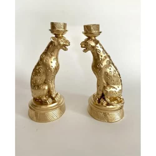 Amazon.com: Leopard Candle Holder Set, Leopard Candlestick Table desk ...