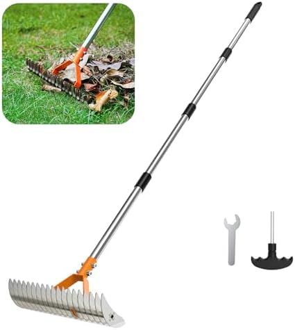 Amazon.com : 6.4FT Thatch Rake, 15-Inch Dethatcher Rake, 19 Steel Tines ...