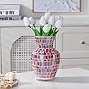 Amazon.com: WLGRANJIA Pink Mosaic Glass Flower Vase, 8.7 Inch Handmade ...