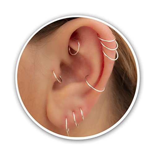 Amazon.com: 6mm Cartilage Helix Tragus Nose Small Silver Huggie Hoop ...