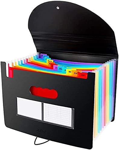 Amazon Basics Expanding Organizer File Folder, Letter Size - Black/Gray ...