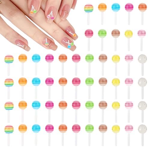 Amazon.com: 50 PCS Lollipop Nail Charms Macaron Charms Lollipops, Resin ...