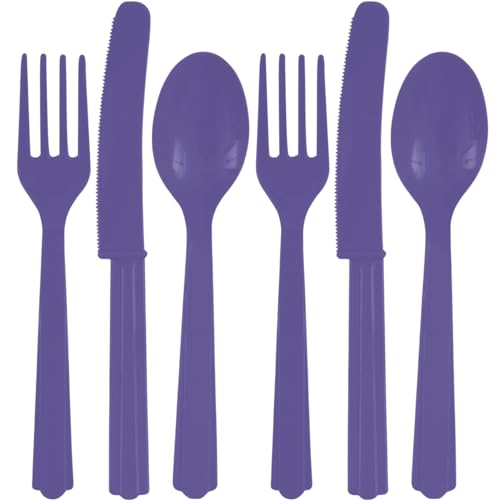Snapklik.com : Assorted New Purple Plastic Cutlery