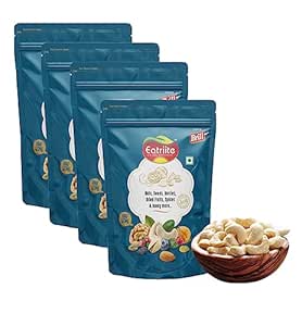 Eatriite NUTS, SEEDS, BERRIES & MORE Plain&Raw Whole Cashews 1 Kg(250G X 4) : Amazon.in: Grocery ...
