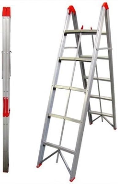TRA Australia 5 Step Aluminium Collapsible Box Stick Ladder with Carry ...