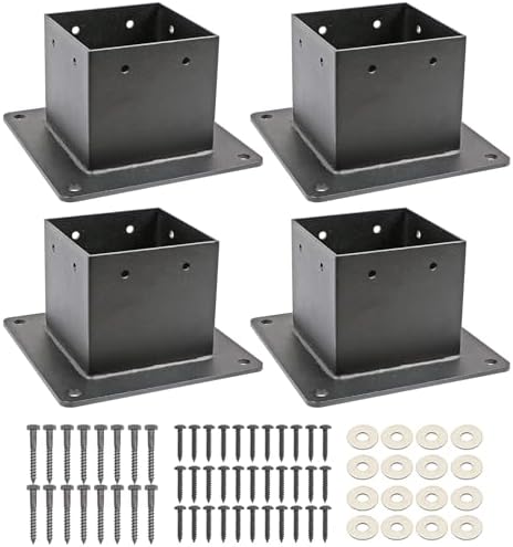 Insaga 4x4 Post Base, Inner Size 3.6'' x 3.6'' Wood Fence Post Anchor ...