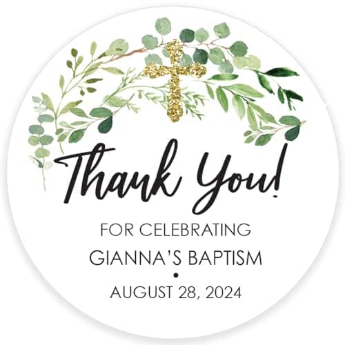 Amazon.com: Baptism Thank You Favor Stickers Personalized Baptism ...