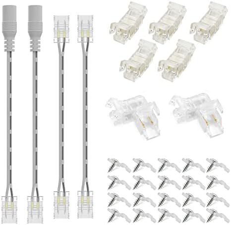 ENQIMAOYI 2-pin COB LED Strip Light Connectors 5 Types Strip to DC Plug ...