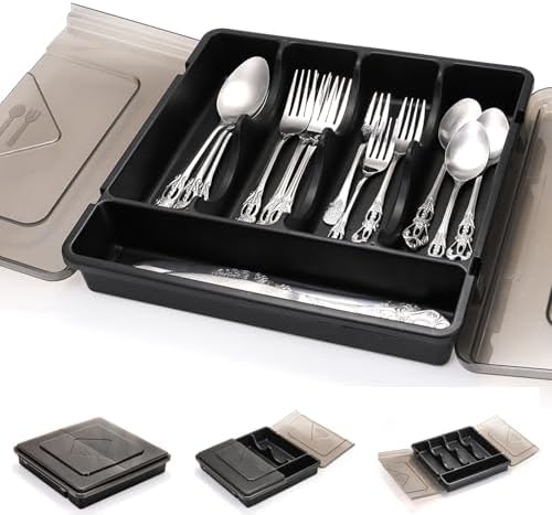Amazon.com: Lifewit Silverware Organizer with Lid, Covered Utensil Tray ...