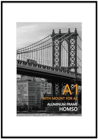 Amazon.com - Homso A1 Poster Frame in Black, Metal Thin Board A1 Frame ...