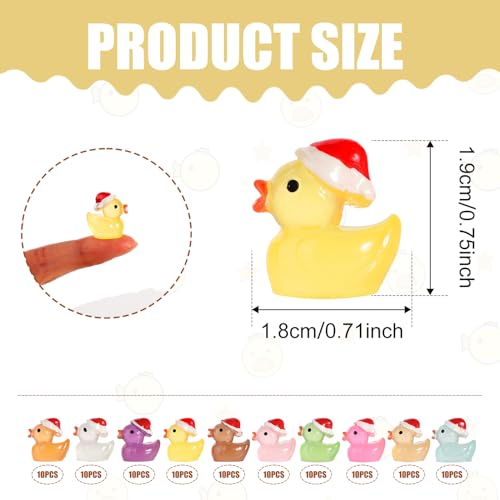 100pcs Christmas Mini Resin Ducks, Multicolored Mini Resin Ducks Glow ...