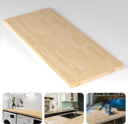 Amazon.com: Bme Hevea Solid Wood Butcher Block Table Top, Desk top ...