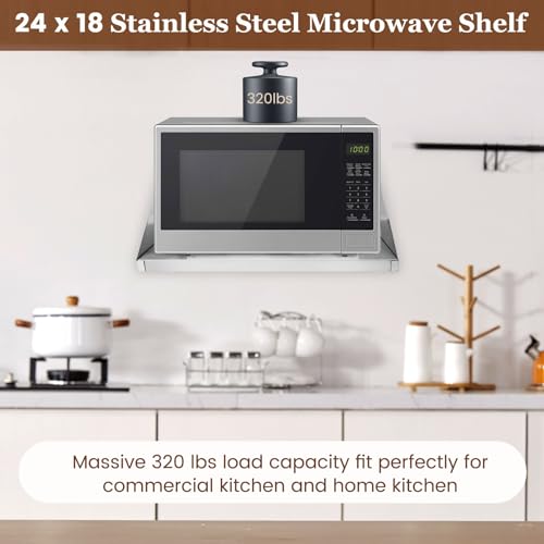 Snapklik.com : Stainless Steel Microwave Shelf 320lbs, 18 X 24 ...