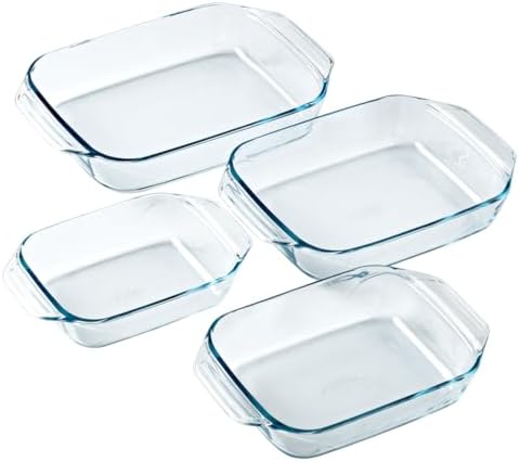 Pyrex - Set of 4 Oven Dishes - Rectangular - Wide handles - Family size ...