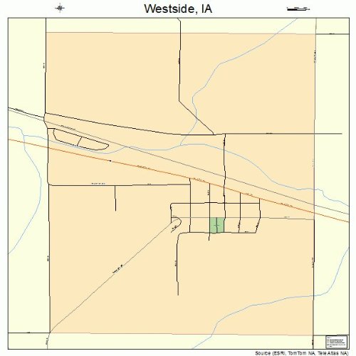 Large Street & Road Map of Westside, Iowa IA - Printed poster size wall ...