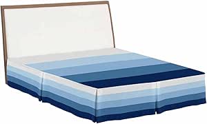 Amazon.com: Blue Grey Bed Skirt Queen Size 16 Inch Drop with Split ...