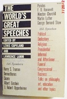 The World's Great Speeches: Lewis Copeland, Lawrence Lamm: Amazon.com ...