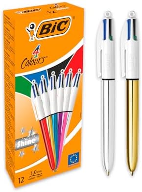 BIC 4 Colours Shine Retractable Ballpoint Pens, Medium Point (1.0 mm ...