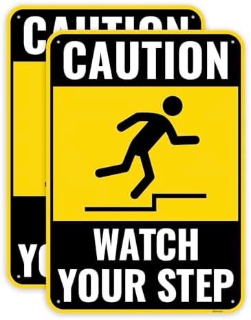 2PC Watch Your Step Sign, 10 x 7 Inches - Aluminum - Caution Please ...