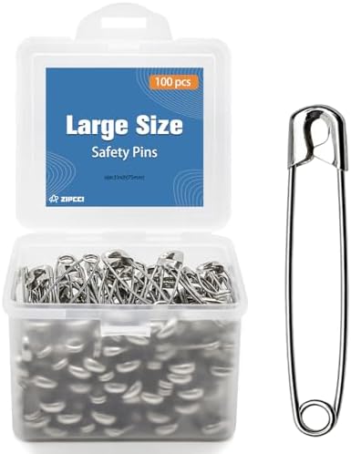 Amazon.com: ZIPCCI 3 Inch Large Safety Pins - 100 Pcs Heavy Duty Steel ...