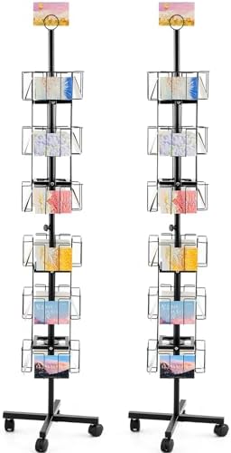 Amazon.com: GlikCeil 2 Pcs 24 Pocket Rotating 6 Tier Greeting Card Rack ...