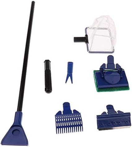 Aquarium 5-in-1 Cleaning Kit Fish Net Gravel Rake Algae Scraper Plant ...
