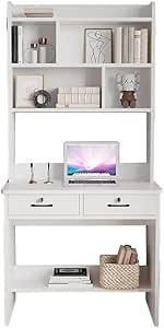 Amazon.com: DOLUNTO Solid Wood Desk and Bookshelf Integrated Table ...