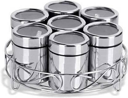 Buy 7in1 Stainless Steel + See Through Lid Masala Boxs with Stand and 7 ...