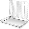 Homikit Baking Sheet with Wire Rack Set (1 Pan+1 Rack), 12" x 10 ...